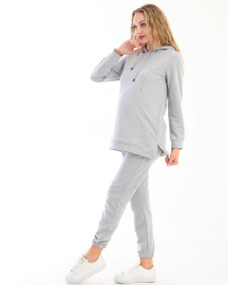 Maternity Nursing Tracksuit Light Grey